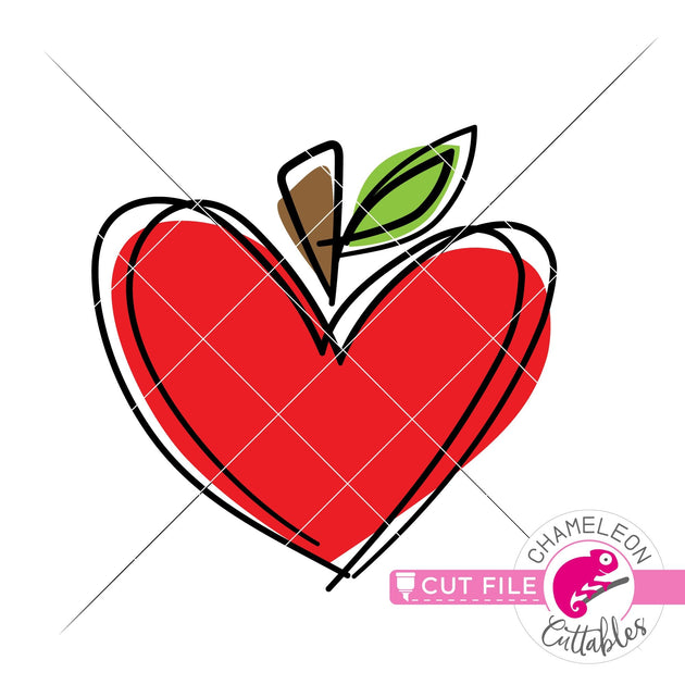 Apple Heart back to school teacher svg png dxf eps jpeg Chameleon ...