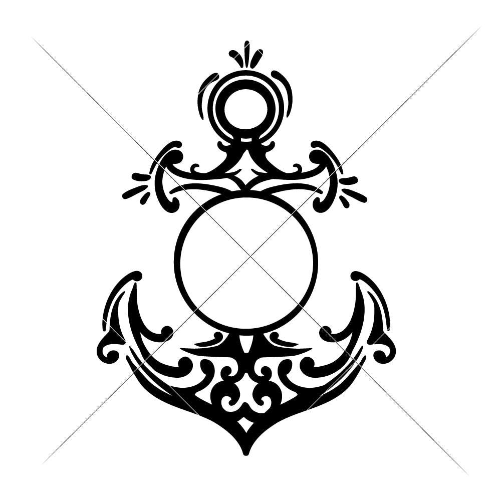 Anchor Monogram Frame svg png dxf eps Chameleon Cuttables LLC ...