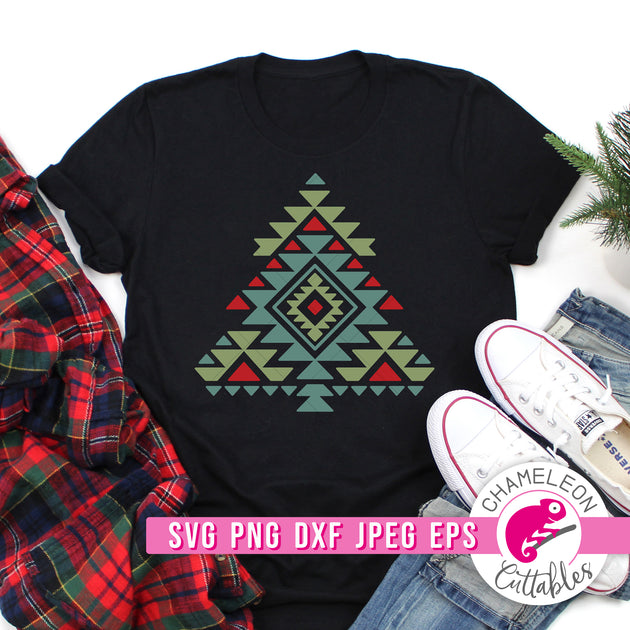 Aztec Christmas Tree Southwestern svg png dxf eps jpeg Chameleon ...