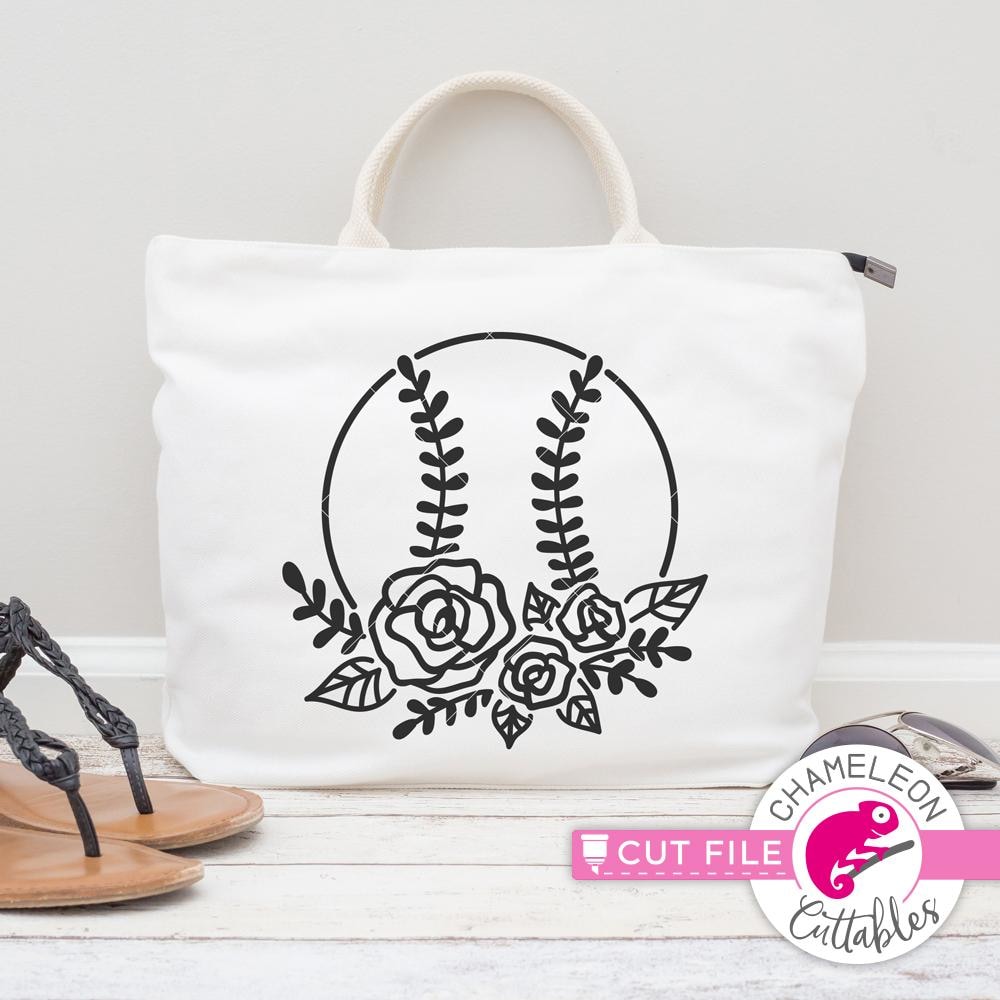 Baseball with Flowers svg png dxf eps Chameleon Cuttables LLC ...