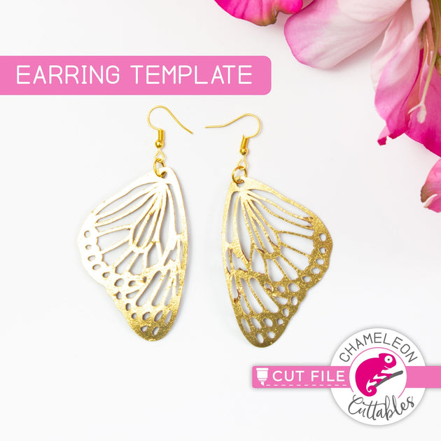 Butterfly Wing Earring Template svg png dxf eps Chameleon Cuttables LLC ...
