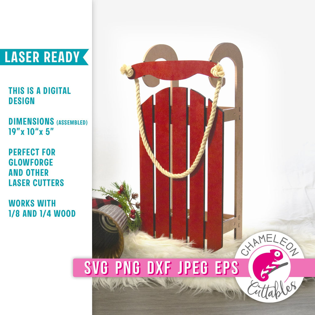 Christmas Sled Laser CNC svg png dxf eps jpeg Chameleon Cuttables LLC ...
