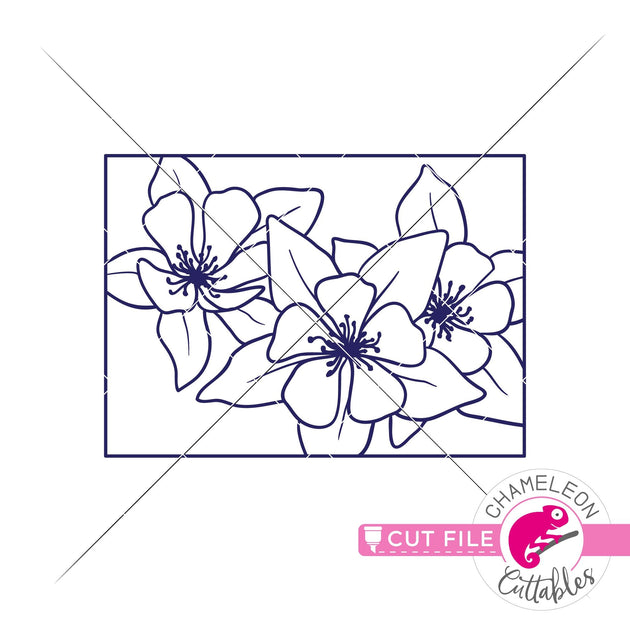 Colorado state flower blue Columbine outline svg png dxf eps jpeg ...