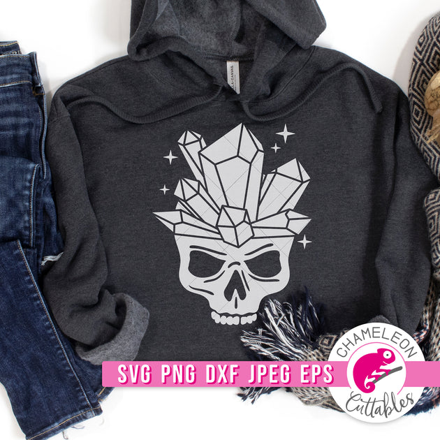 Crystal Skull Halloween svg png dxf eps jpeg Chameleon Cuttables LLC ...