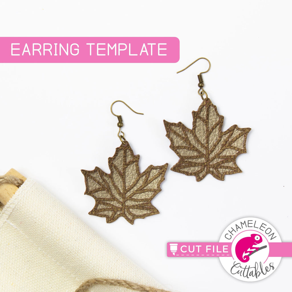 Fall Maple Leaf Earring Template svg png dxf eps Chameleon Cuttables ...