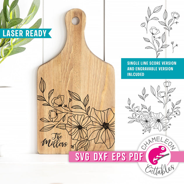 Flower Score and Engrave Bundle for Laser cutter svg dxf eps pdf ...