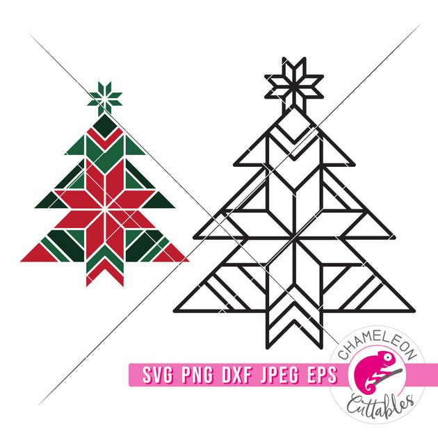 Geometric Christmas Tree svg png dxf eps jpeg Chameleon Cuttables LLC ...