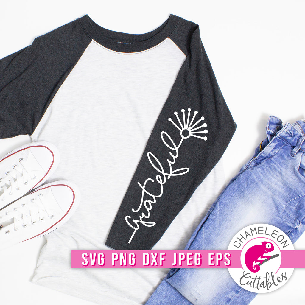 Grateful Fall Flower Thanksgiving svg png dxf eps jpeg Chameleon ...