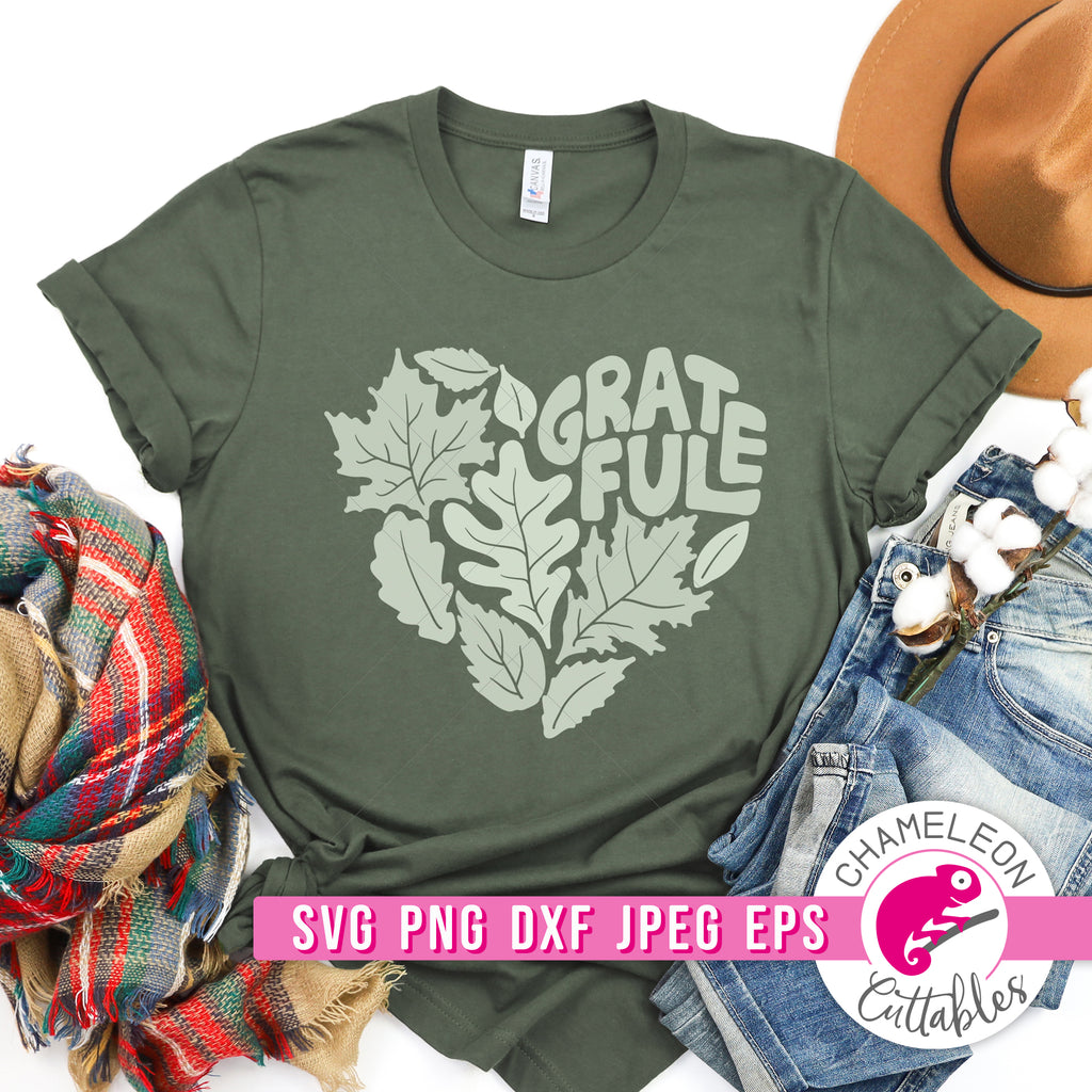Grateful Heart with Fall Leaves Thanksgiving svg png dxf eps jpeg ...