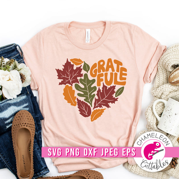 Grateful Heart with Fall Leaves Thanksgiving svg png dxf eps jpeg ...