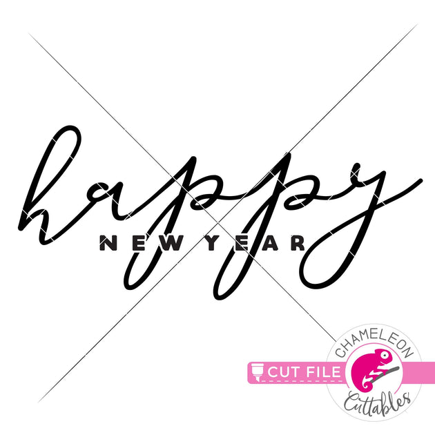 Happy New Year Script New Year’s Eve svg png dxf eps jpeg Chameleon ...