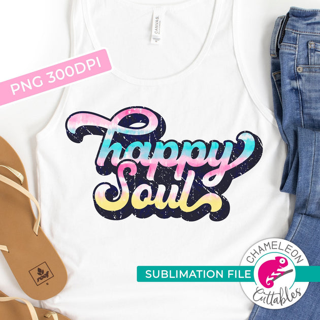 Happy Soul Tie Dye Watercolor Sublimation design retro PNG file ...