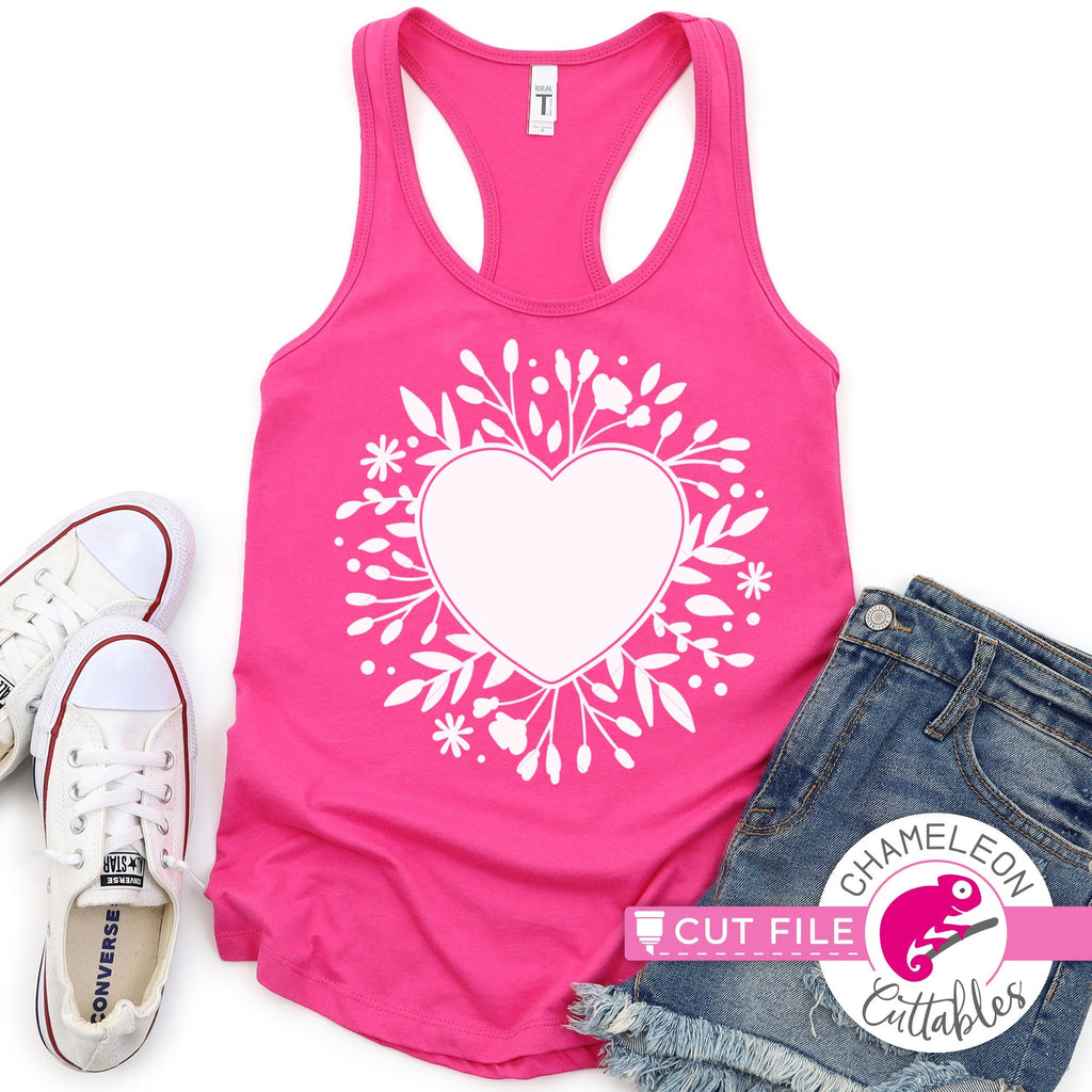 Heart with Flowers svg png dxf eps jpeg Chameleon Cuttables LLC ...