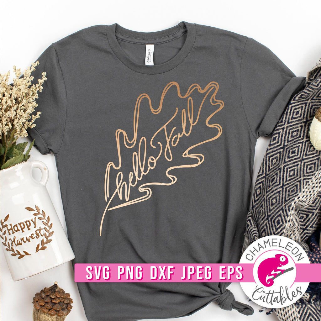 Hello Fall line art svg png dxf eps jpeg Chameleon Cuttables LLC ...