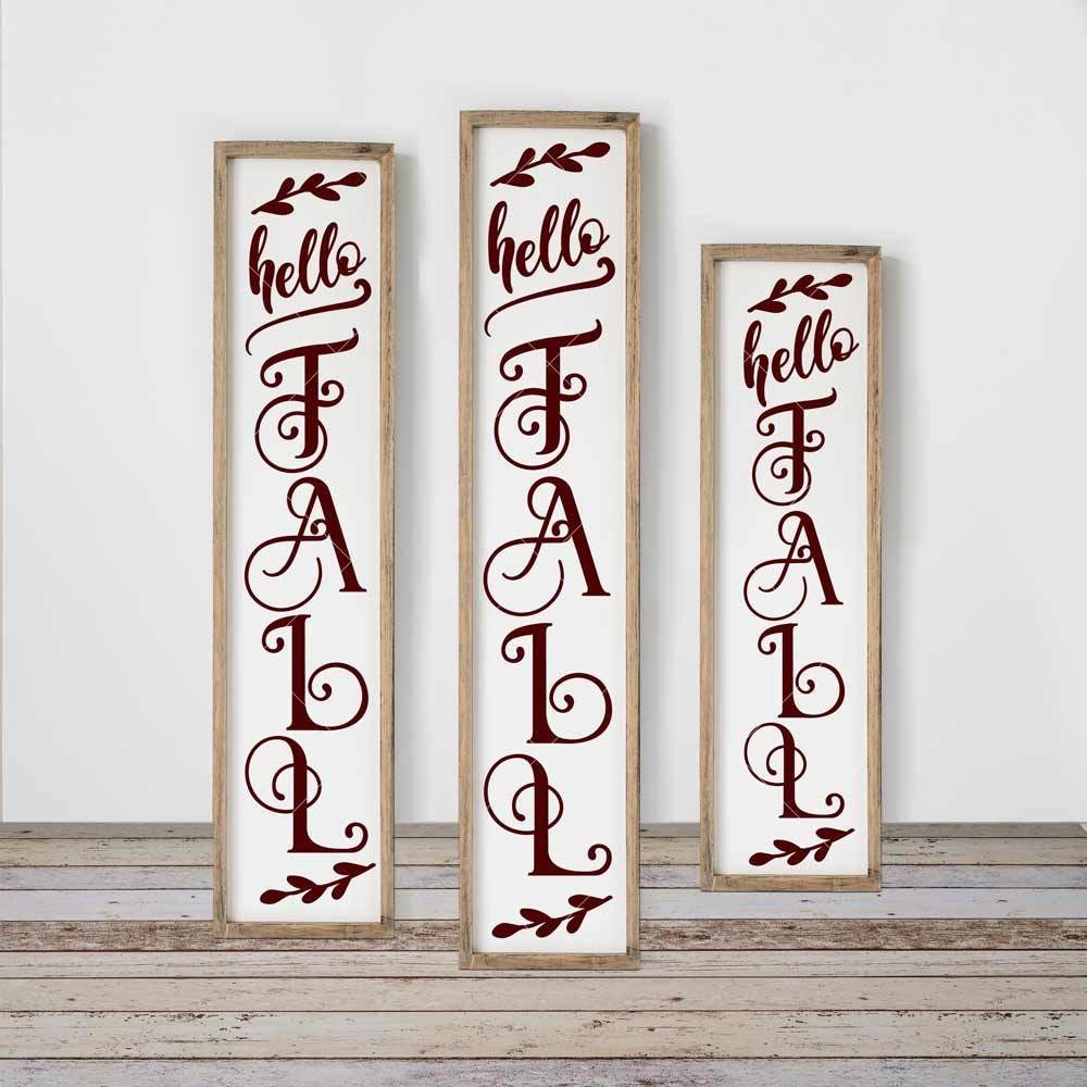 Hello Fall vertical for door sign svg png dxf eps Chameleon Cuttables ...