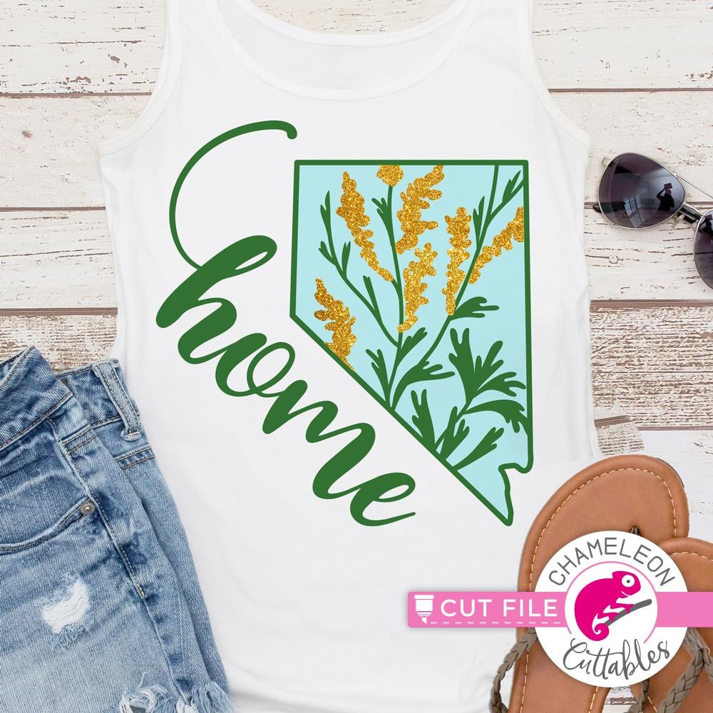Home Nevada Sagebrush State Flower svg png dxf eps Chameleon Cuttables ...