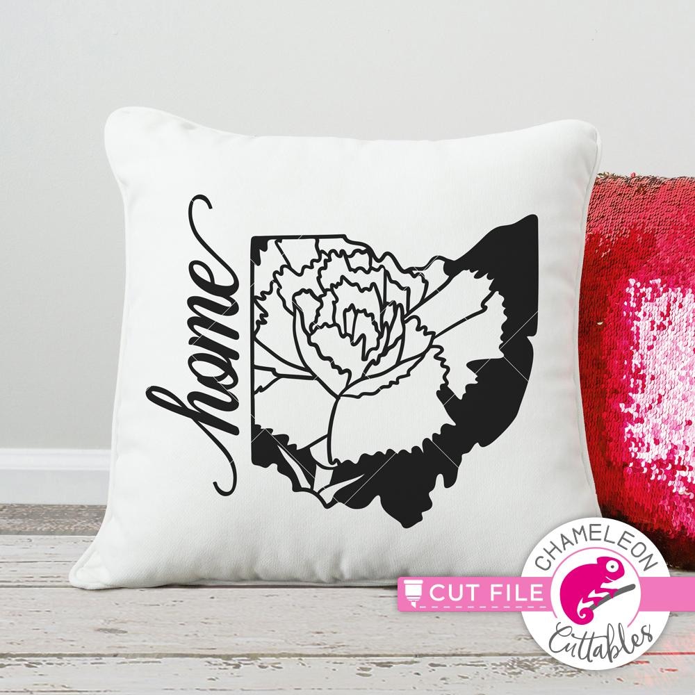 Home Ohio State Flower Red Carnation svg png dxf eps Chameleon ...