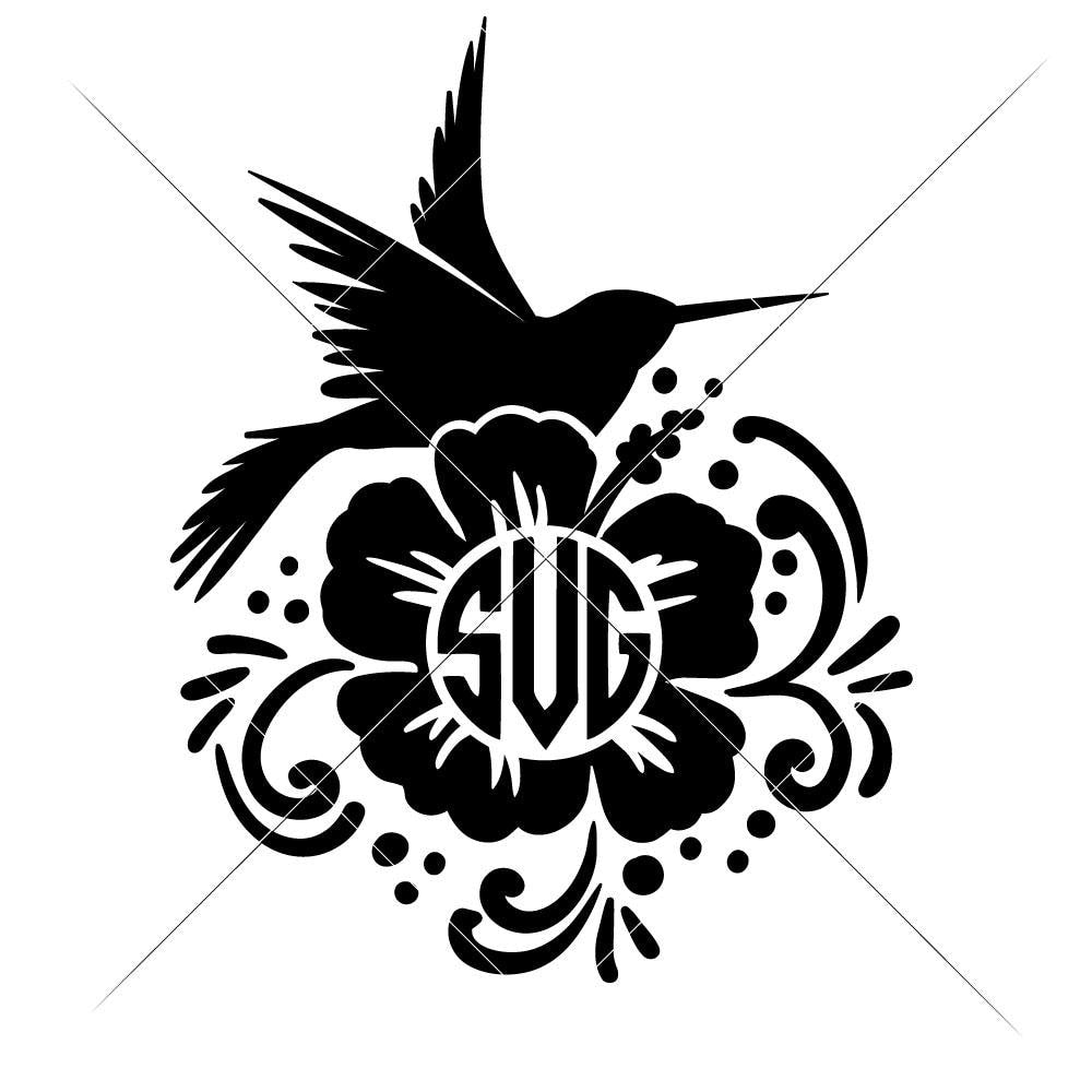 Hummingbird for Monogram svg png dxf eps Chameleon Cuttables LLC ...