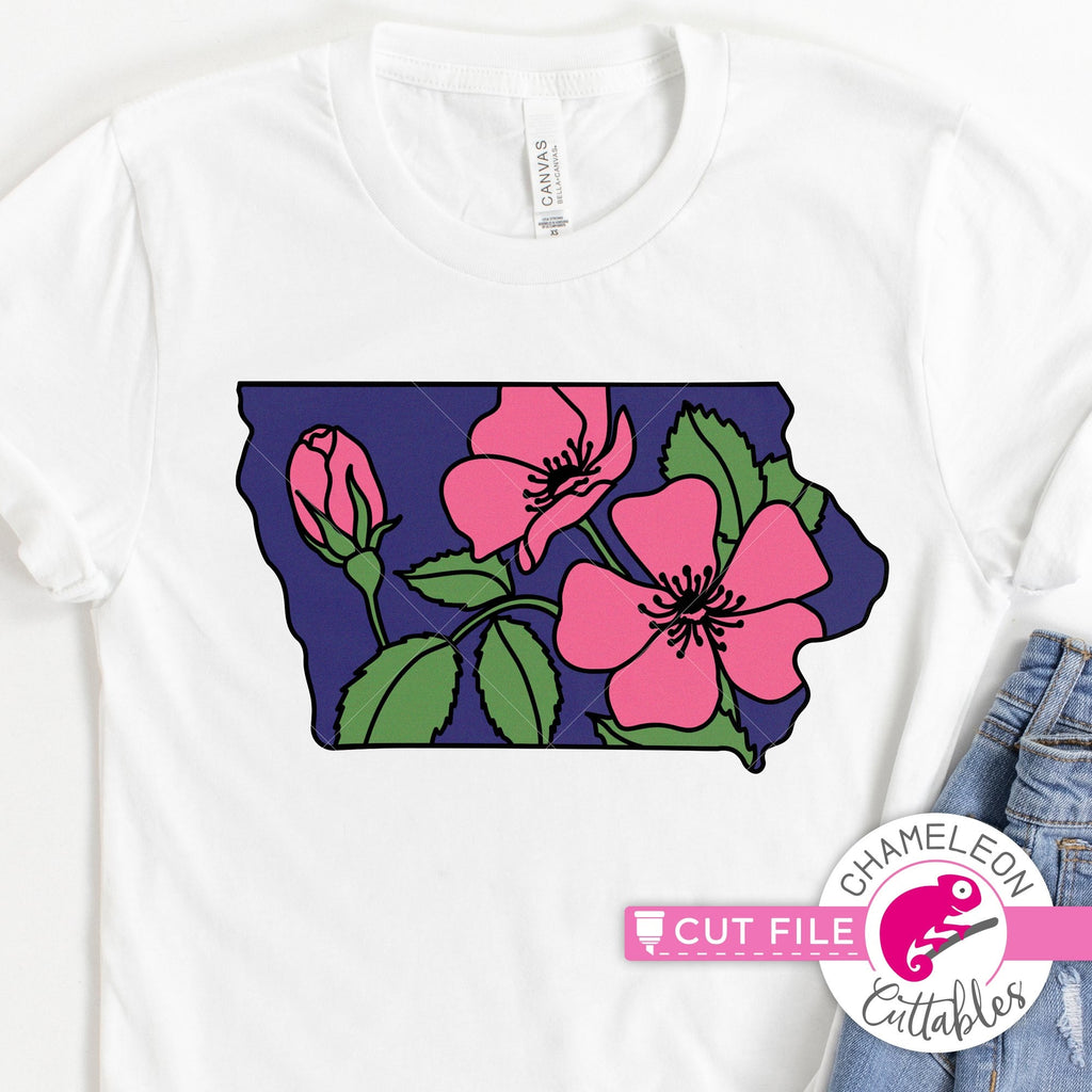 Iowa state flower Wild Rose layered svg png dxf eps jpeg Chameleon ...