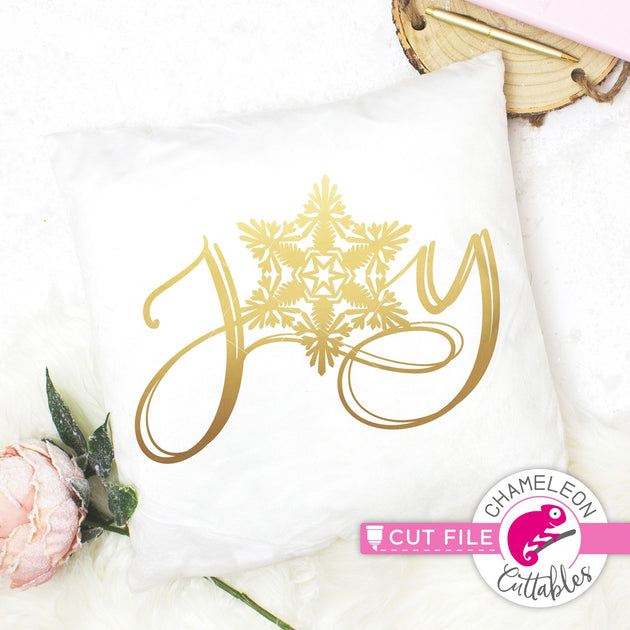 Joy Christmas Paper Snowflake svg png dxf eps jpeg Chameleon Cuttables ...