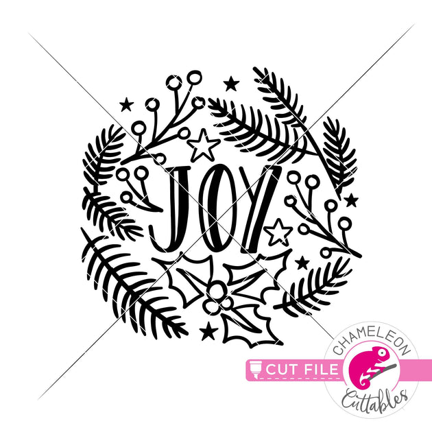 Joy round Christmas circle svg png dxf eps jpeg Chameleon Cuttables LLC ...