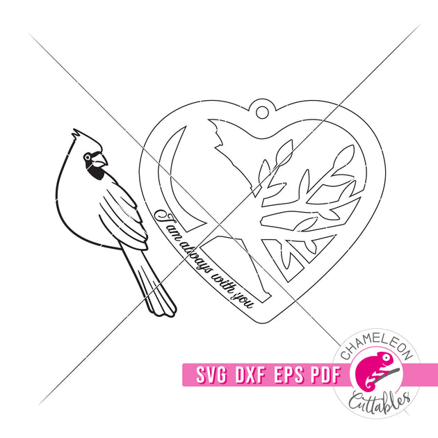 Cardinal Heart Ornament Christmas Laser svg dxf eps pdf | Chameleon ...