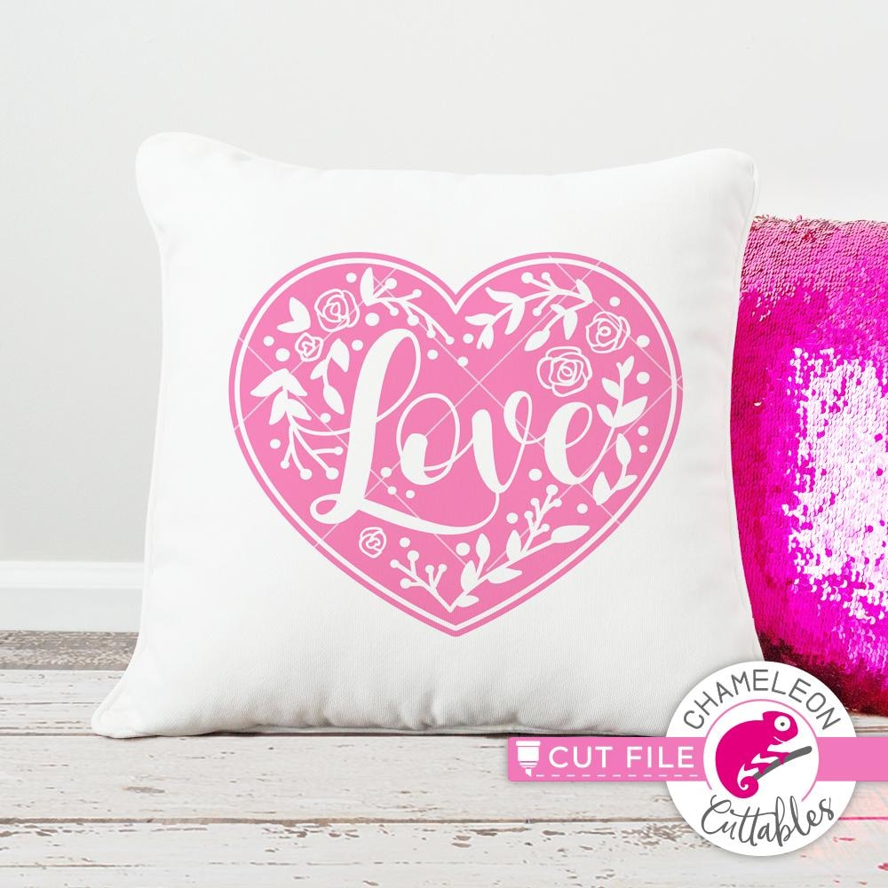 Love floral Heart svg png dxf eps Chameleon Cuttables LLC | Chameleon ...