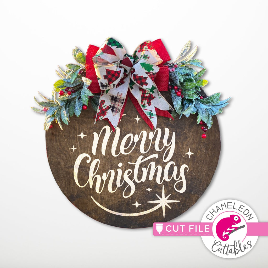 Merry Christmas for round sign svg png dxf eps jpeg Chameleon Cuttables ...