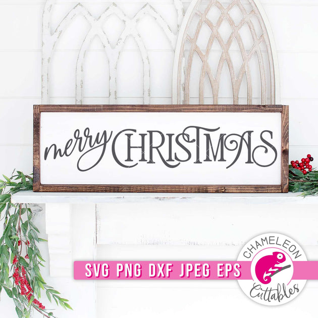 Merry Christmas modern long horizontal svg png dxf eps jpeg Chameleon ...