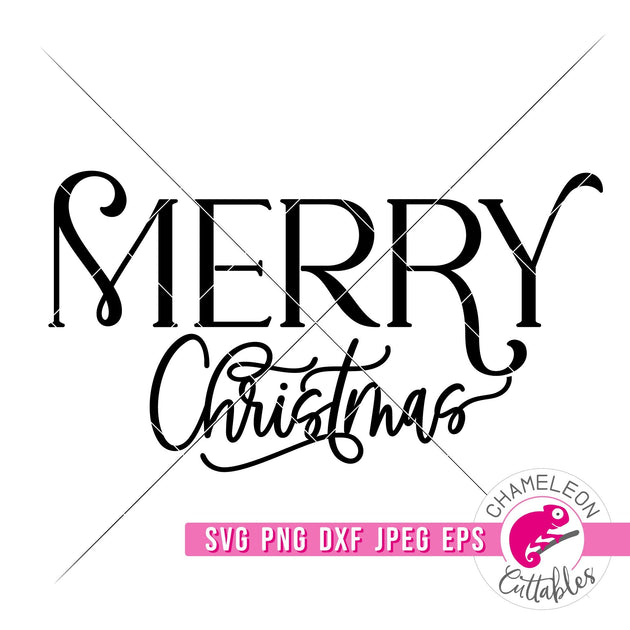 Merry Christmas modern svg png dxf eps jpeg Chameleon Cuttables LLC ...