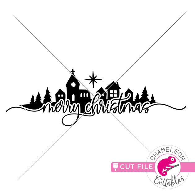 Merry Christmas Town horizontal svg png dxf eps jpeg Chameleon ...