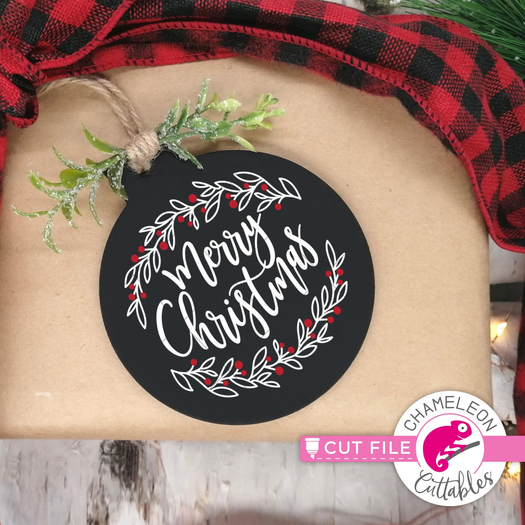 Merry Christmas with branches round circle svg png dxf eps jpeg ...