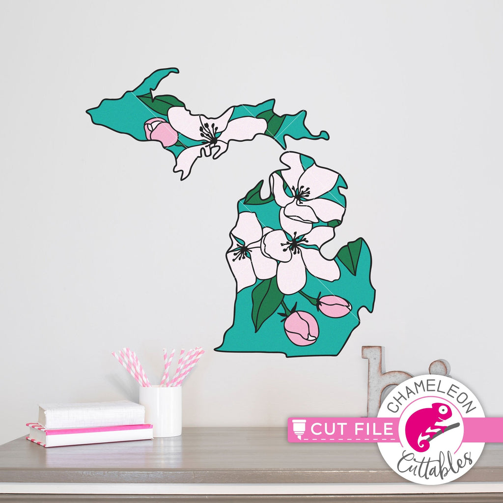 Michigan state flower apple blossom layered svg png dxf eps jpeg ...