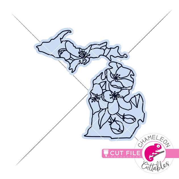 Michigan state flower SVG png dxf eps jpeg Chameleon Cuttables LLC ...