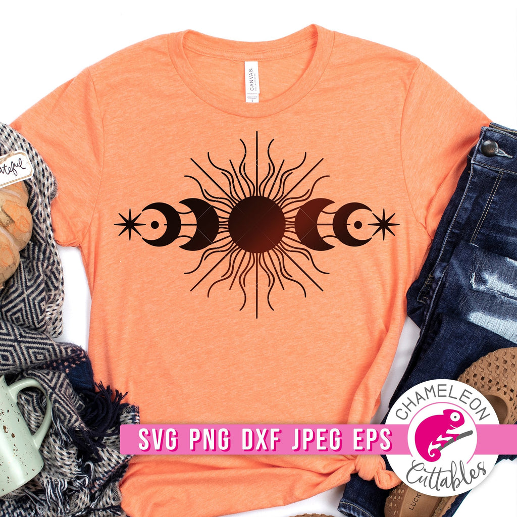 Moon Phases Witch Halloween svg png dxf eps jpeg Chameleon Cuttables ...