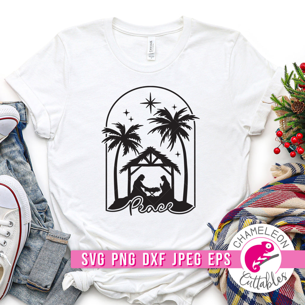 Peace Nativity Scene Christmas svg png dxf eps jpeg Chameleon Cuttables ...
