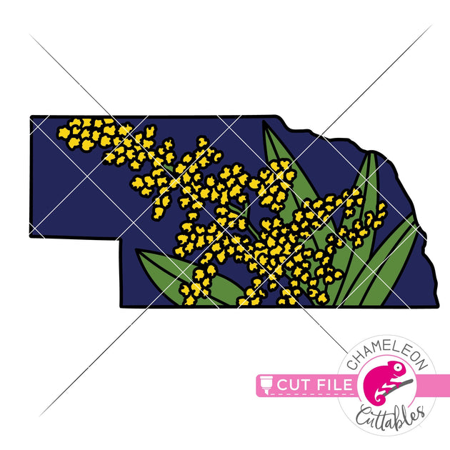 Nebraska state flower Goldenrod layered svg png dxf eps jpeg Chameleon ...