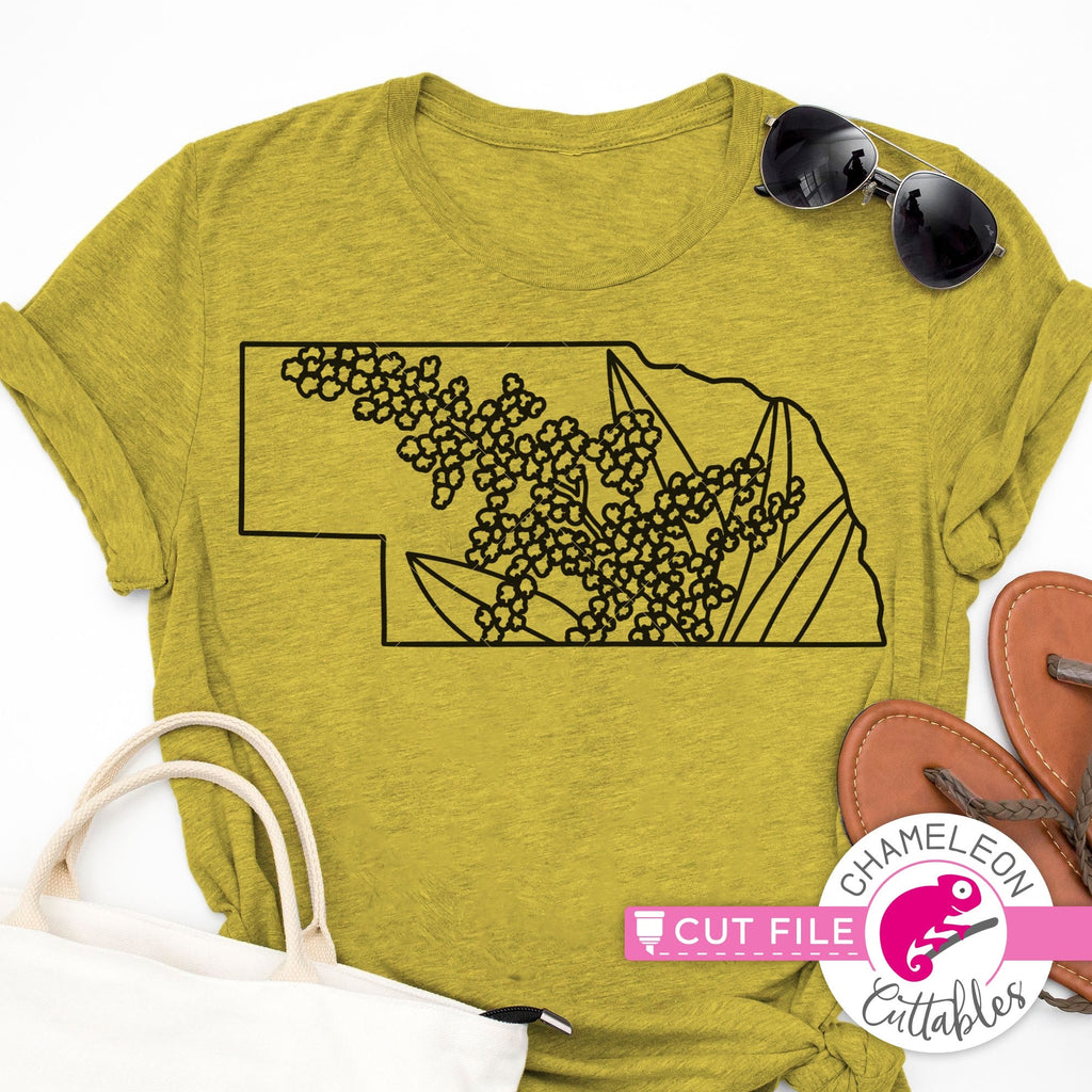 Nebraska state flower Goldenrod outline svg png dxf eps jpeg Chameleon ...