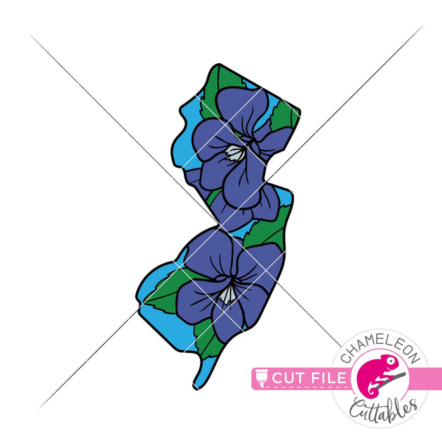 New Jersey state flower violet layered svg png dxf eps jpeg Chameleon ...