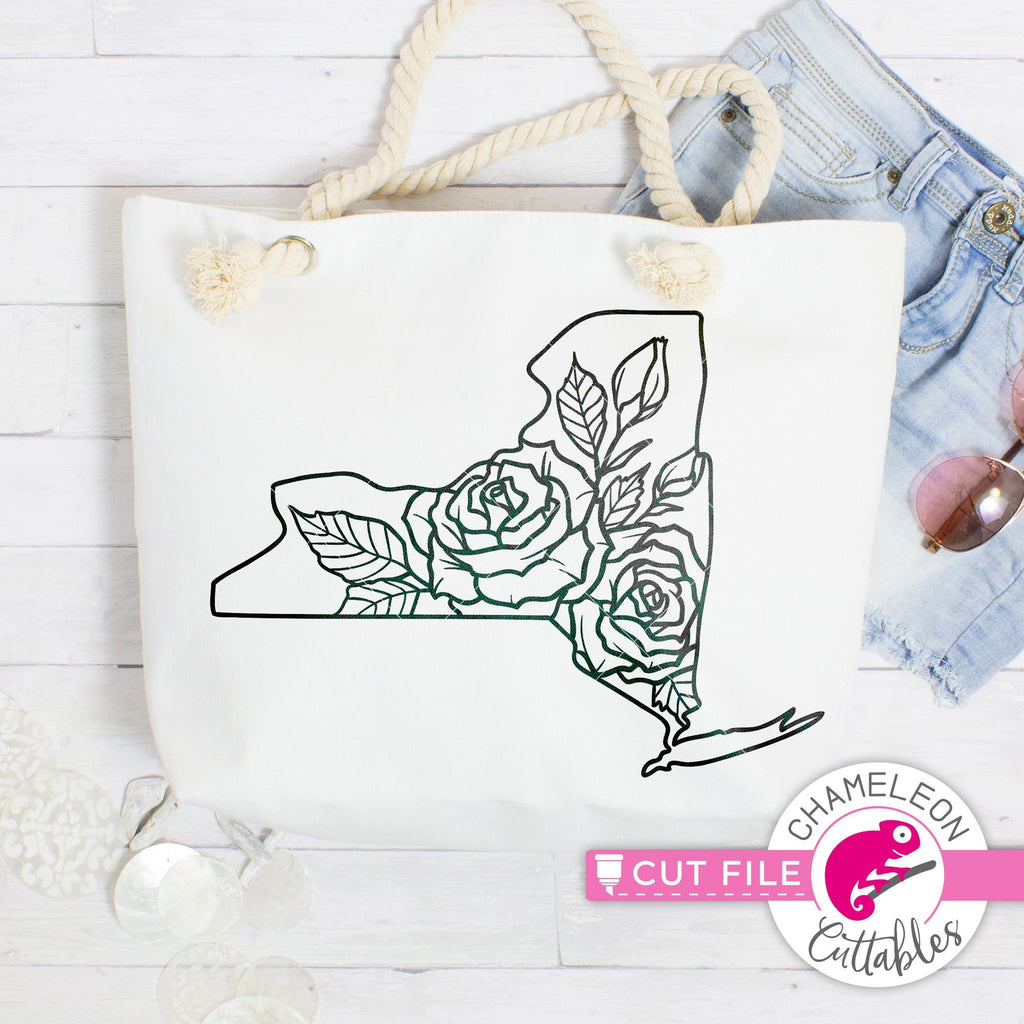 New York state flower rose outline svg png dxf eps jpeg Chameleon ...