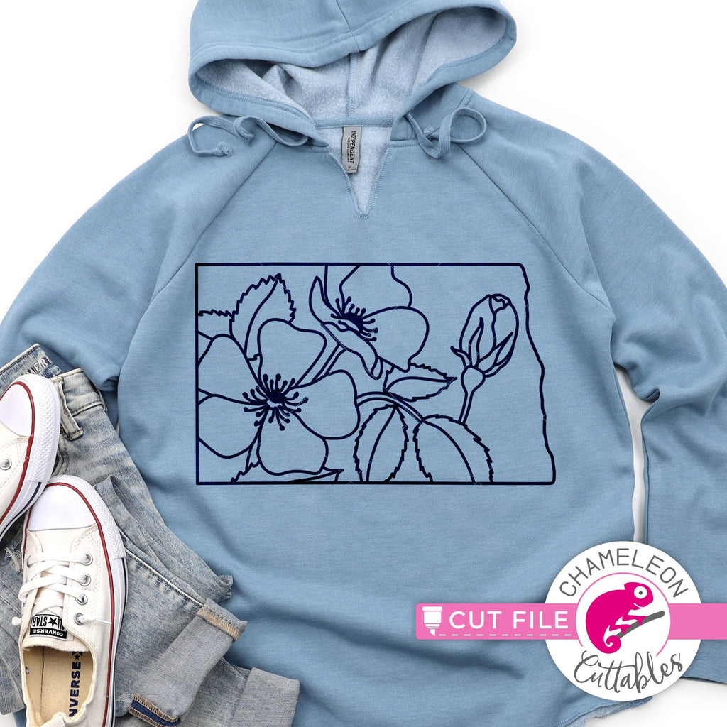 North Dakota state flower Prairie Rose outline svg png dxf eps jpeg ...