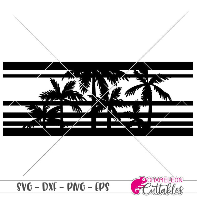 Palm Tree Stripes svg png dxf eps Chameleon Cuttables LLC | Chameleon ...