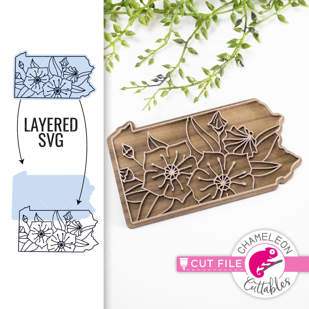 Pennsylvania state flower SVG png dxf eps jpeg Chameleon Cuttables LLC ...