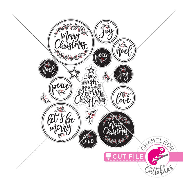 Print and Cut Christmas Stickers Bundle PNG Chameleon Cuttables LLC ...
