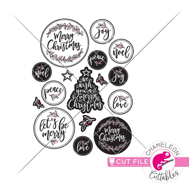 Print and Cut Christmas Stickers Bundle PNG Chameleon Cuttables LLC ...