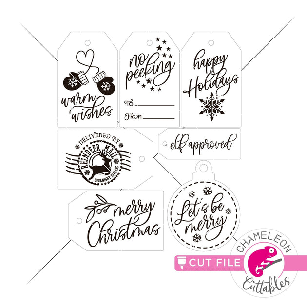 Print and Cut Christmas Tags Bundle PNG Chameleon Cuttables LLC ...