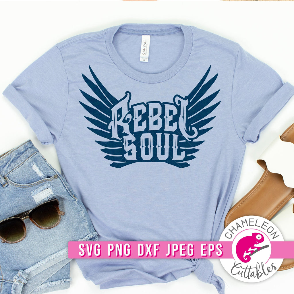 Rebel Soul Retro Vintage Rock svg png dxf eps jpeg Chameleon Cuttables ...