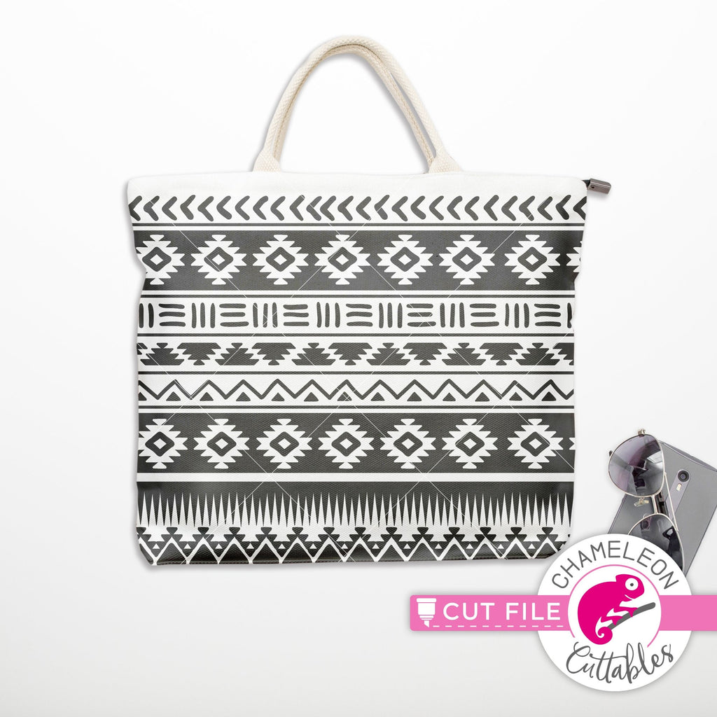 Seamless Aztec Pattern Tribal svg png dxf eps jpeg Chameleon Cuttables ...