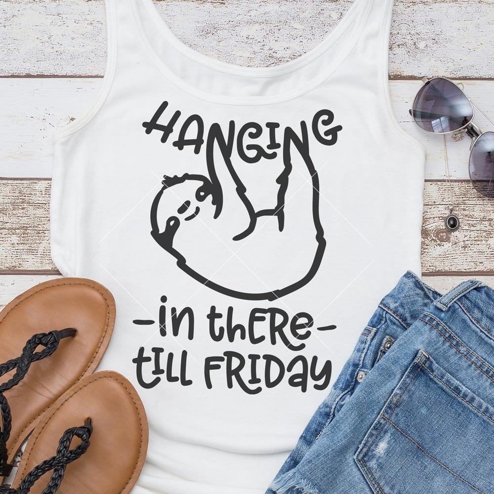 Sloth Hanging in there till Friday svg png dxf eps Chameleon Cuttables ...