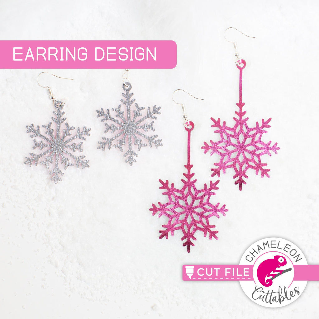 Snowflake Earring Template svg png dxf eps Chameleon Cuttables LLC ...